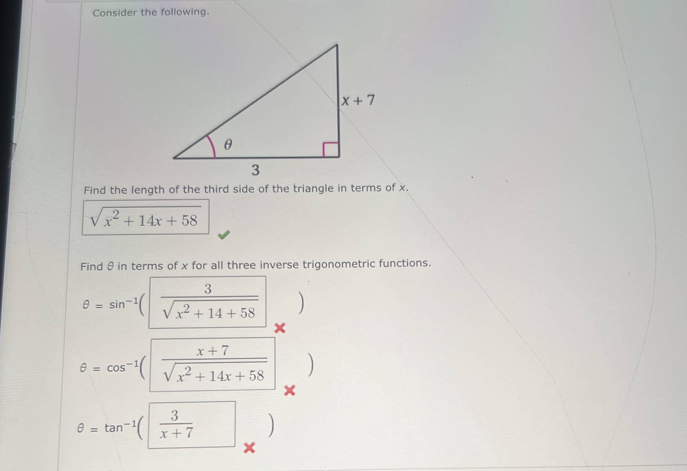 Solved Consider the following.Find the length of the third | Chegg.com