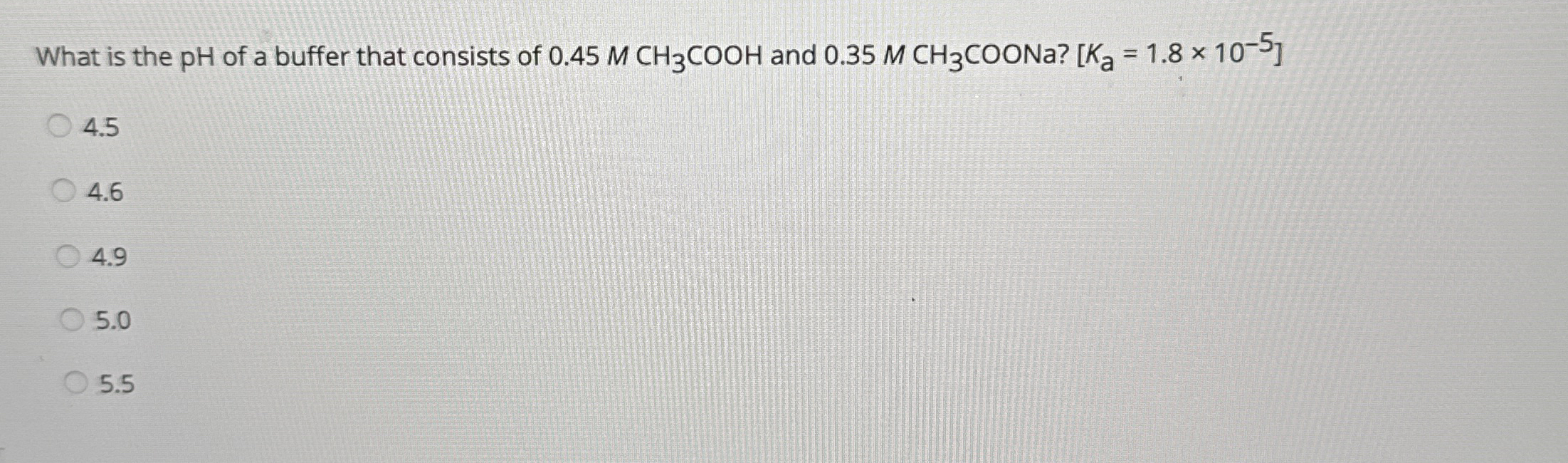 Solved What is the pH of a buffer that consists of | Chegg.com