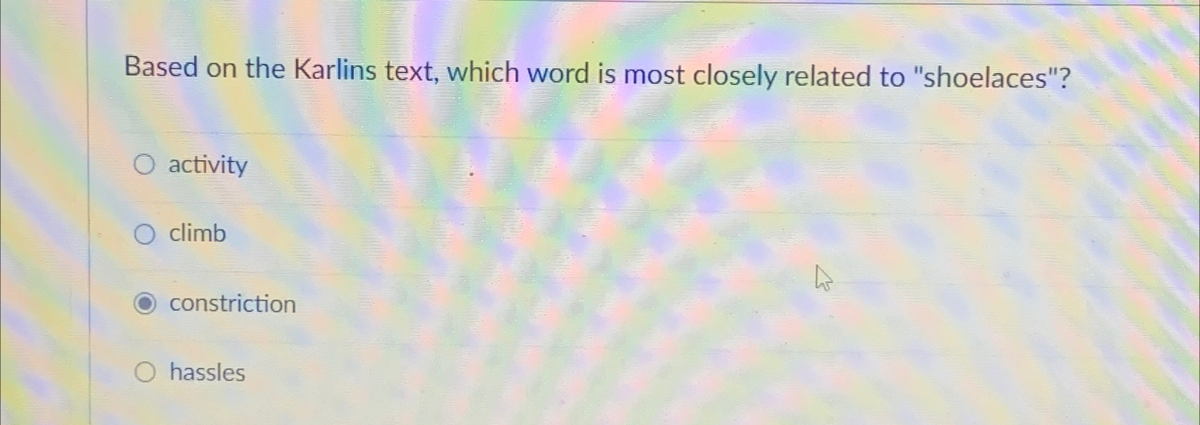 Solved Based on the Karlins text, which word is most closely | Chegg.com