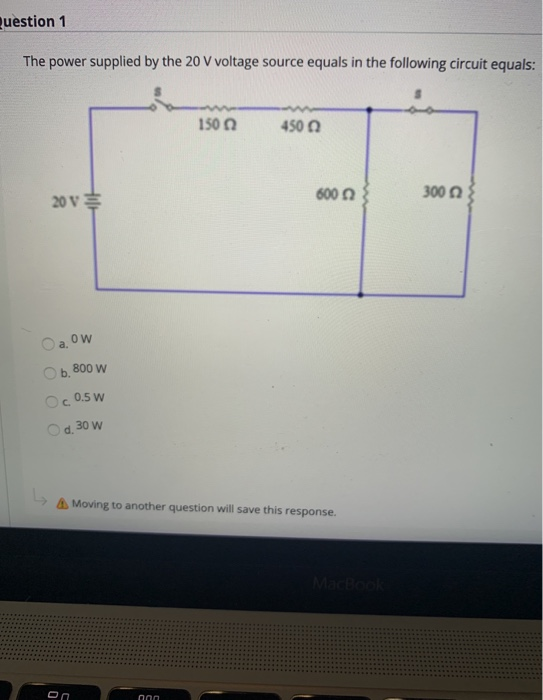 Solved the power supplied by the 20V voltage source equals | Chegg.com