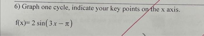 Solved 6) Graph one cycle, indicate your key points on the x | Chegg.com