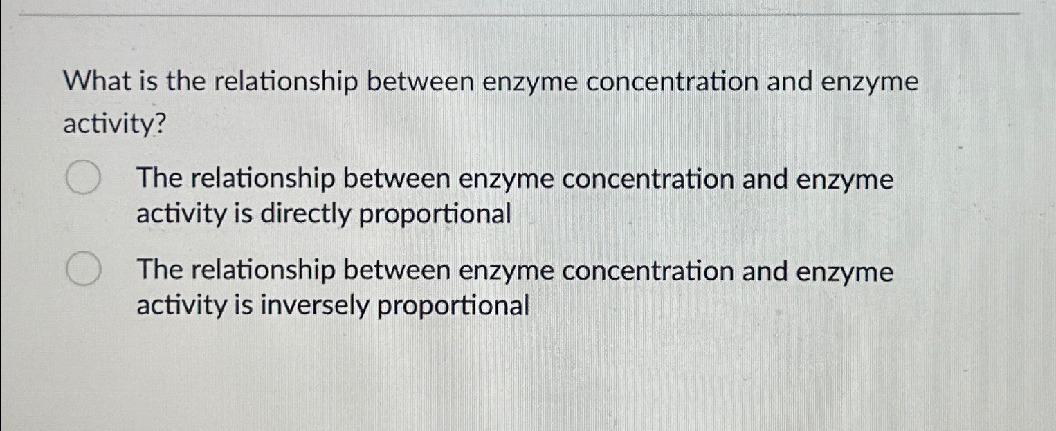 Solved What is the relationship between enzyme concentration | Chegg.com