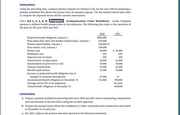 Instructions Using the preceding data, compute | Chegg.com