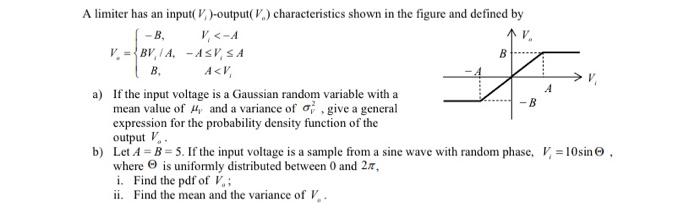 Solved B A limiter has an input(V)-output(V.) | Chegg.com