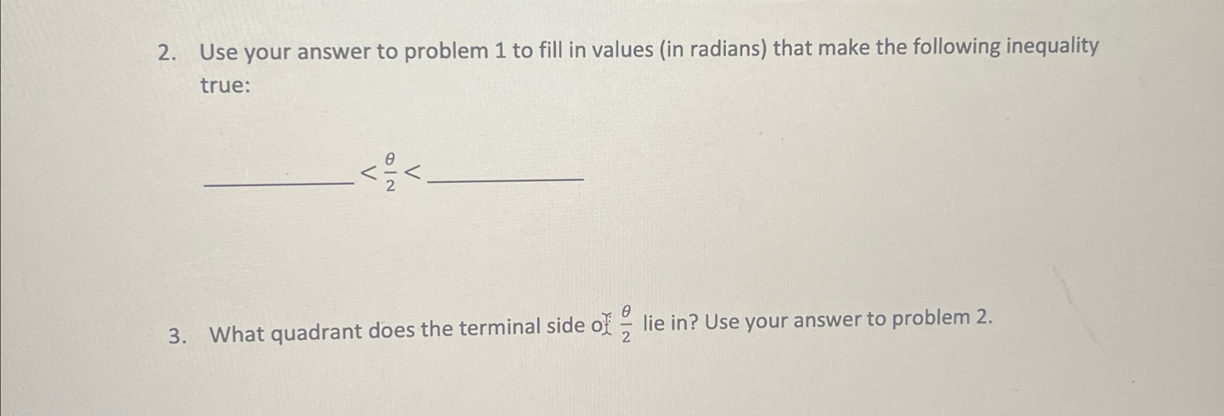 Solved Use your answer to problem 1 ﻿to fill in values (in | Chegg.com
