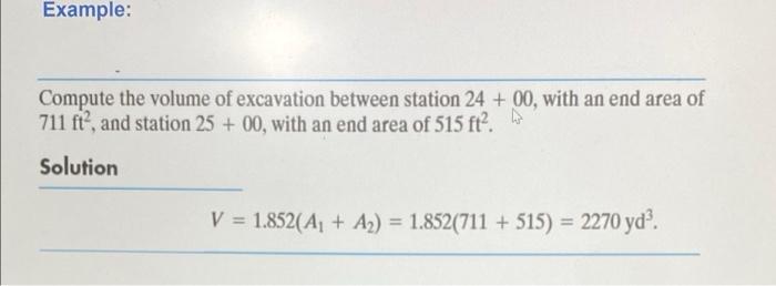 Solved Example: Compute the volume of excavation between | Chegg.com