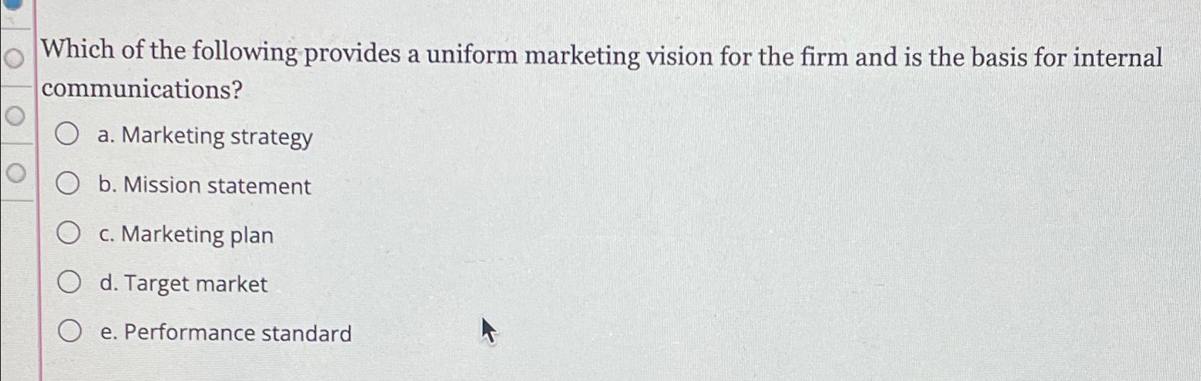 Solved Which of the following provides a uniform marketing | Chegg.com