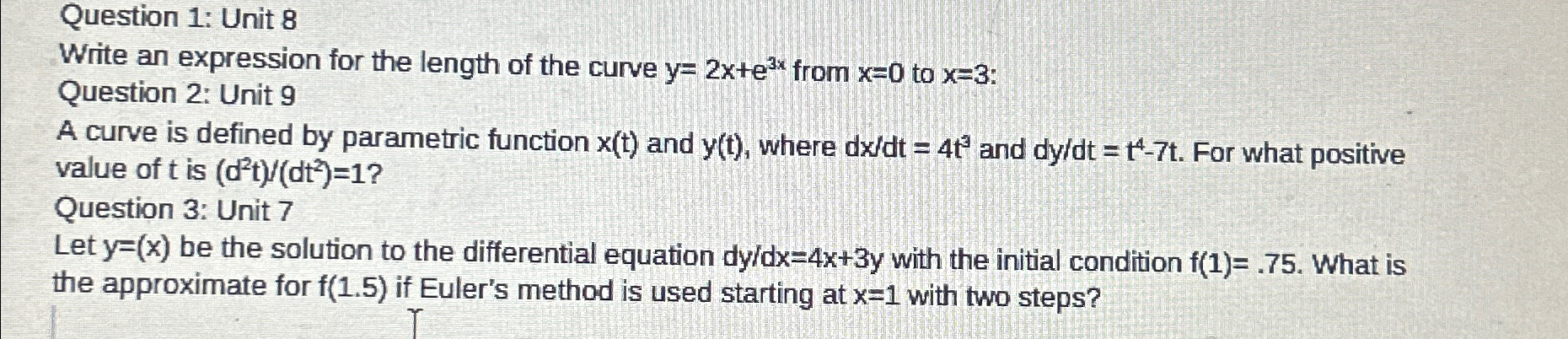 Solved Question 1: Unit 8Write an expression for the length | Chegg.com Solved Question 1: Unit 8Write an expression for the length | Chegg.com