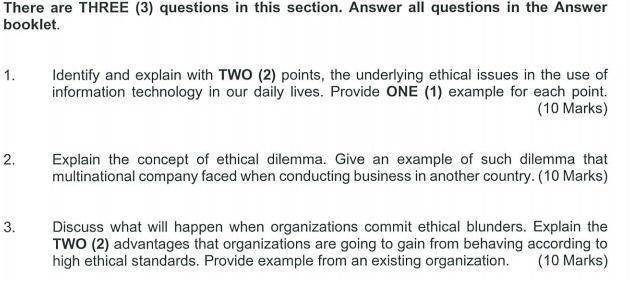 Solved There are THREE (3) questions in this section. Answer | Chegg.com