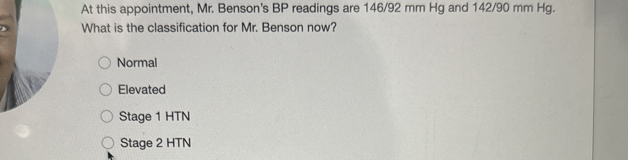 Solved At this appointment, Mr. ﻿Benson's BP readings are | Chegg.com