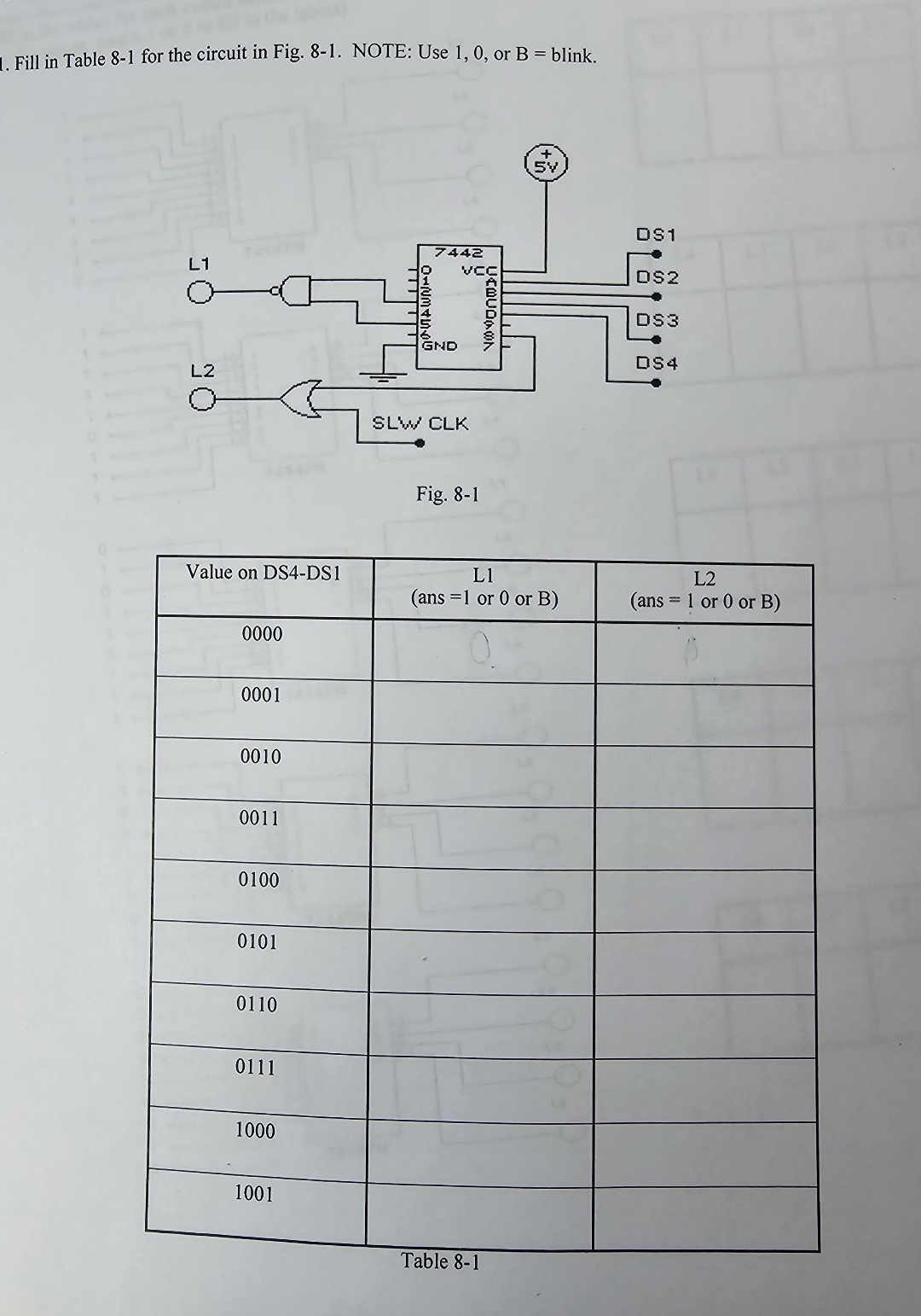 Solved Fill in Table 8-1 ﻿for the circuit in Fig. 8-1. | Chegg.com