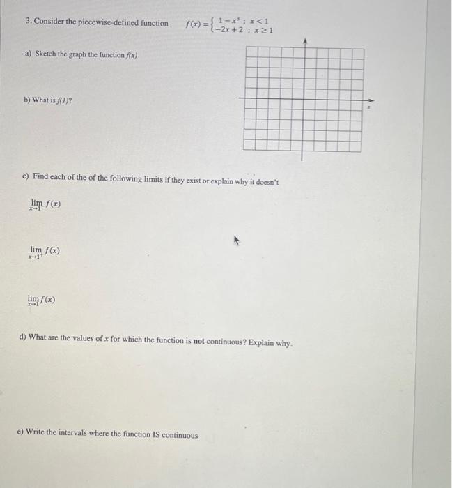 Solved 3. Consider the piecewise-defined function | Chegg.com
