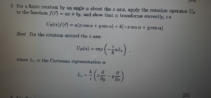5 For a finite rotation by an angle a about the | Chegg.com