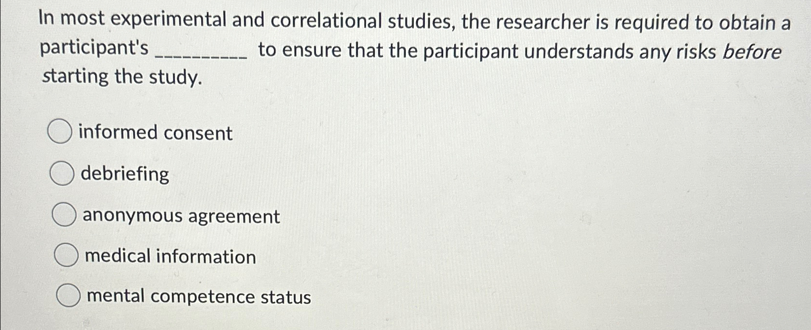 Solved In most experimental and correlational studies, the | Chegg.com