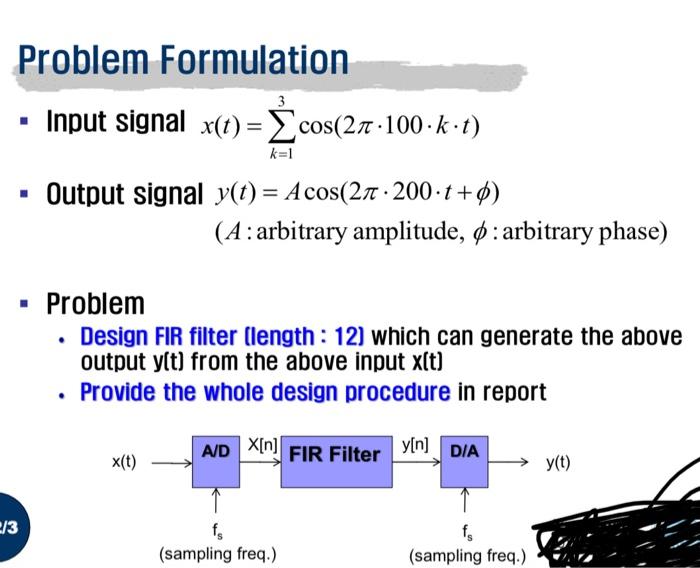 Solved Problem Formulation 3 Input signal x(t) = | Chegg.com
