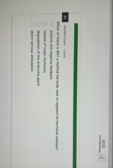 Solved 02:02Time RemainingMultiple Choice 1 ﻿pointWhich of | Chegg.com
