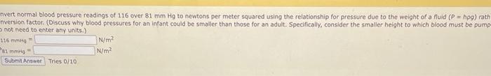 Solved vert normal blood pressure readings of 116 over 81 | Chegg.com