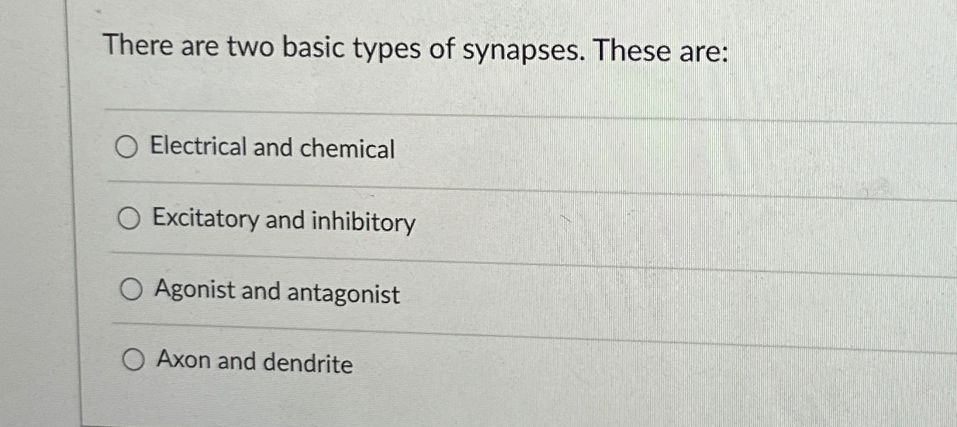 Solved There are two basic types of synapses. These | Chegg.com