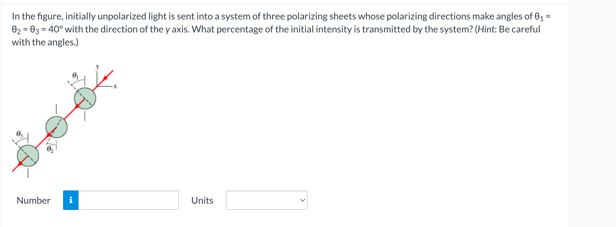 Solved In the figure, initially unpolarized light is sent | Chegg.com