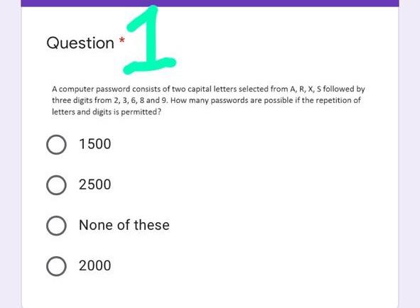 Solved Question 1 A computer password consists of two | Chegg.com