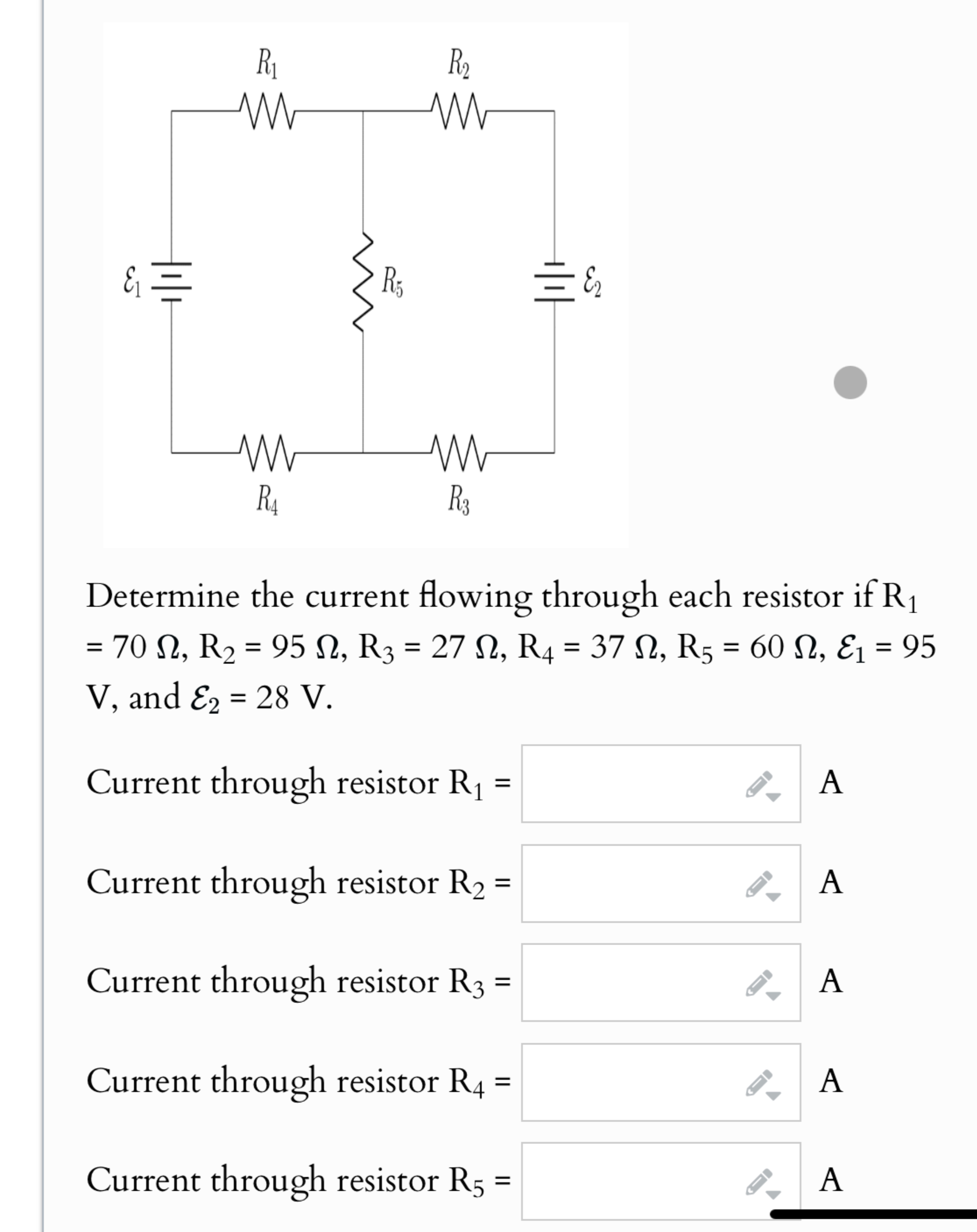 Solved Determine the current flowing through each resistor | Chegg.com