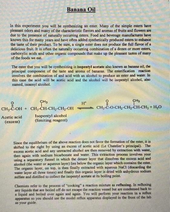 Solved Banana Oil In this experiment you will be | Chegg.com