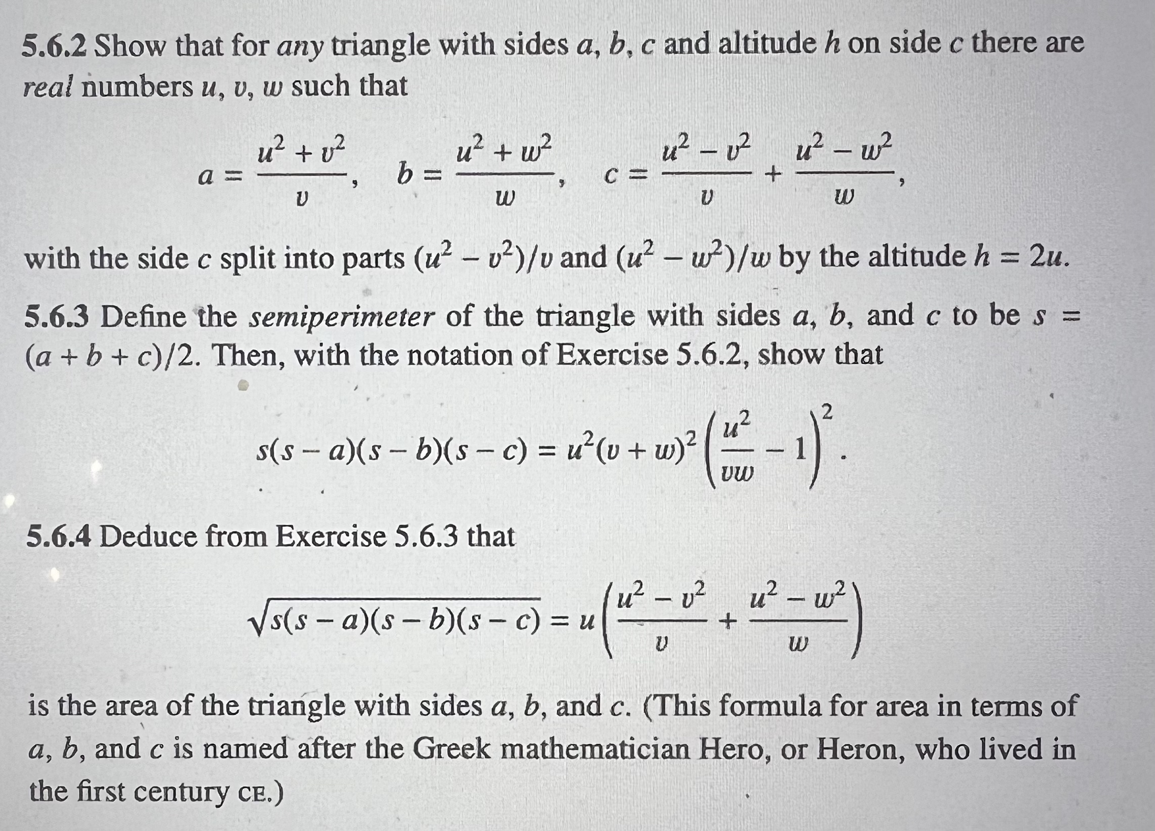 Solved 5.6.2 ﻿Show that for any triangle with sides a,b,c | Chegg.com