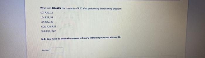 Solved What is in B1NAAr the contents of A20 after | Chegg.com