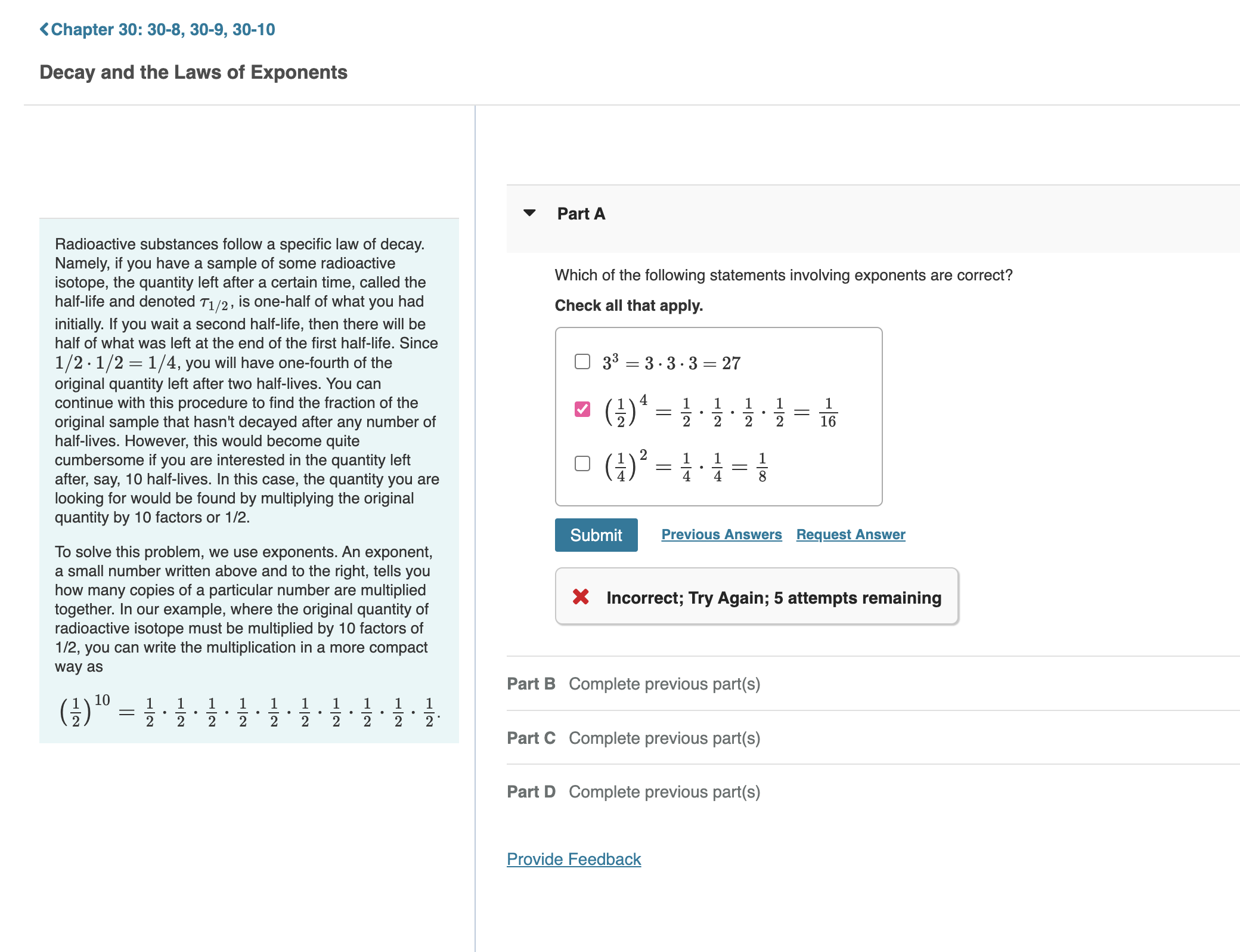 Solved Decay and the Laws of ExponentsDecay and the Laws of | Chegg.com