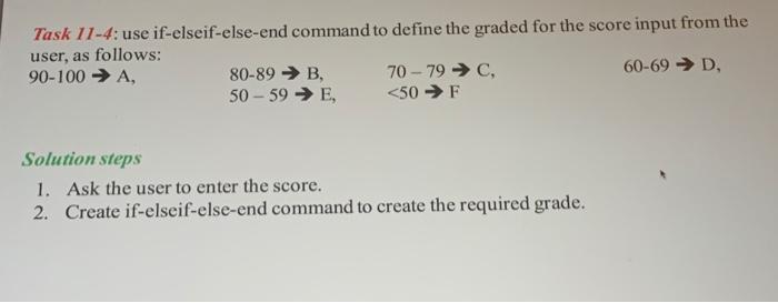 Solved Task 11-4: use if-elseif-else-end command to define | Chegg.com
