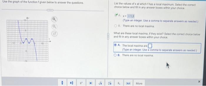 Solved Use the graph of the function f given below to answer | Chegg.com