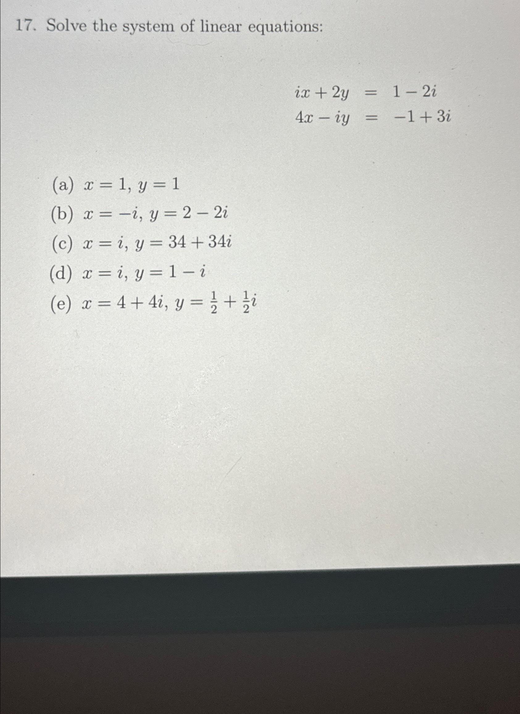Solved Solve the system of linear | Chegg.com