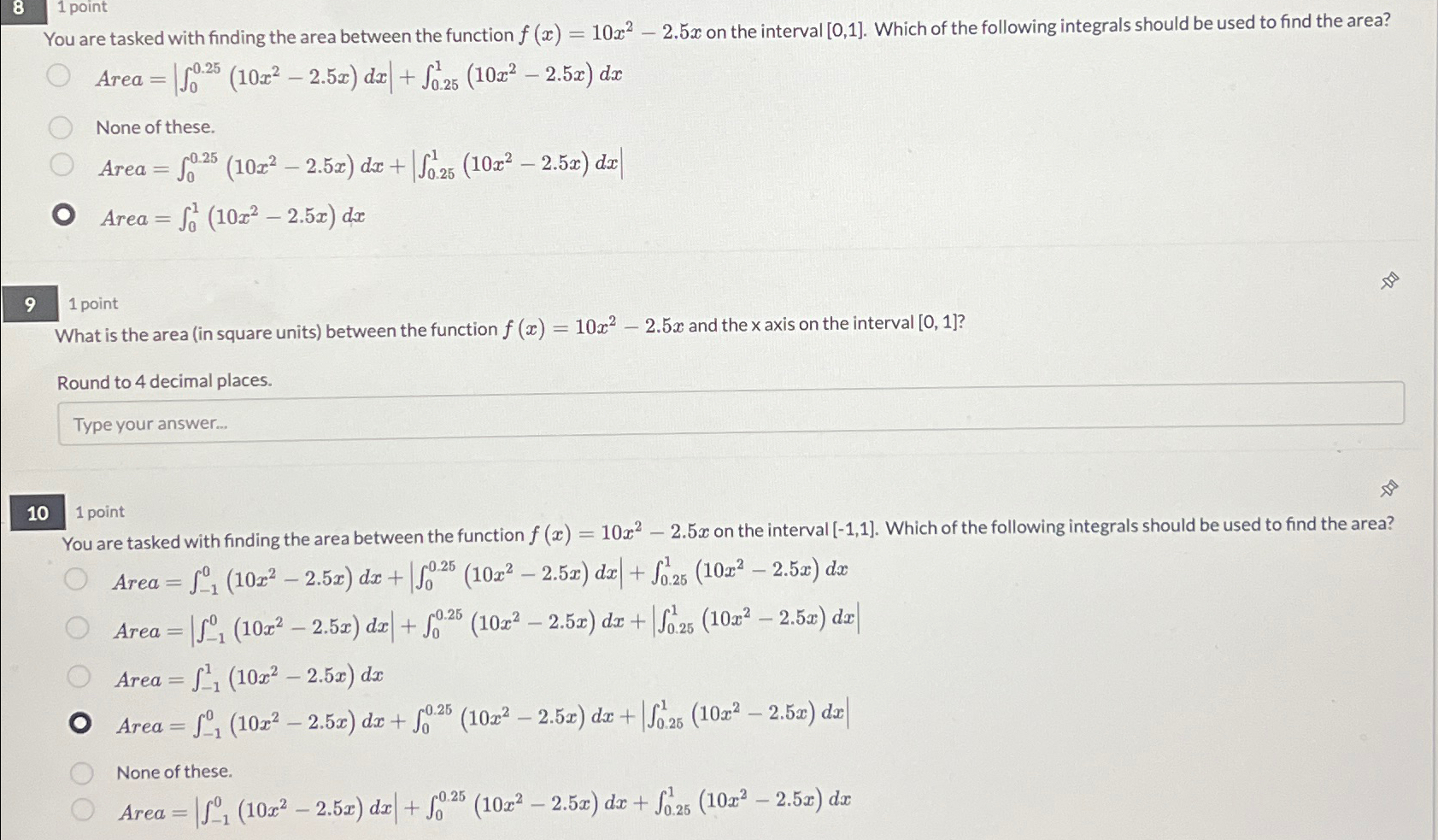 Solved 1 ﻿pointYou are tasked with finding the area between | Chegg.com