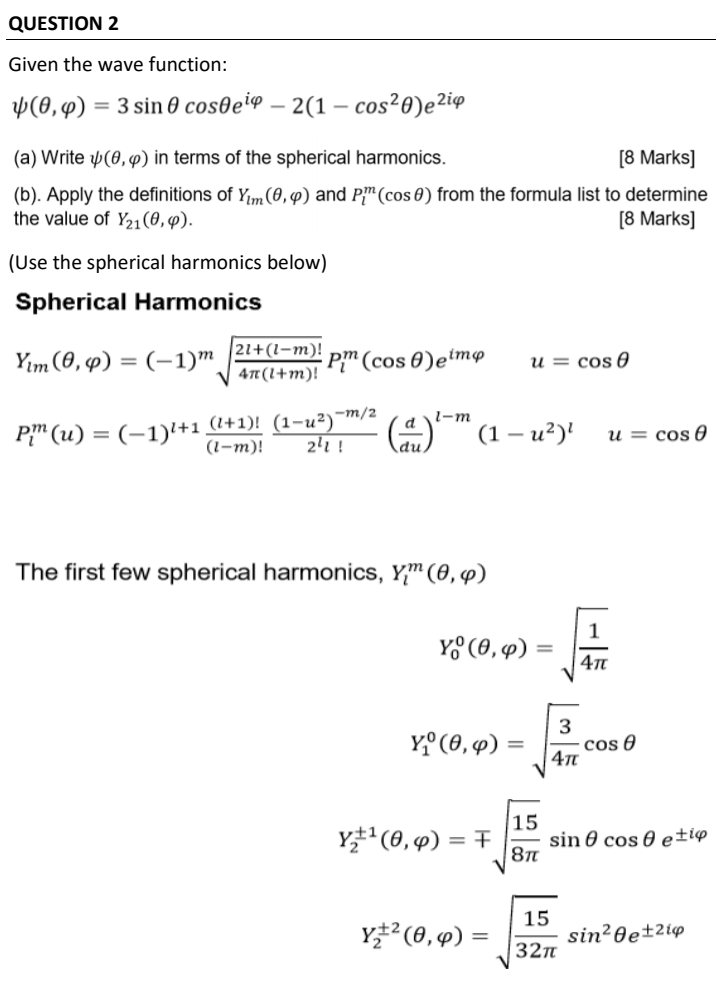 Solved Given the wave function: | Chegg.com