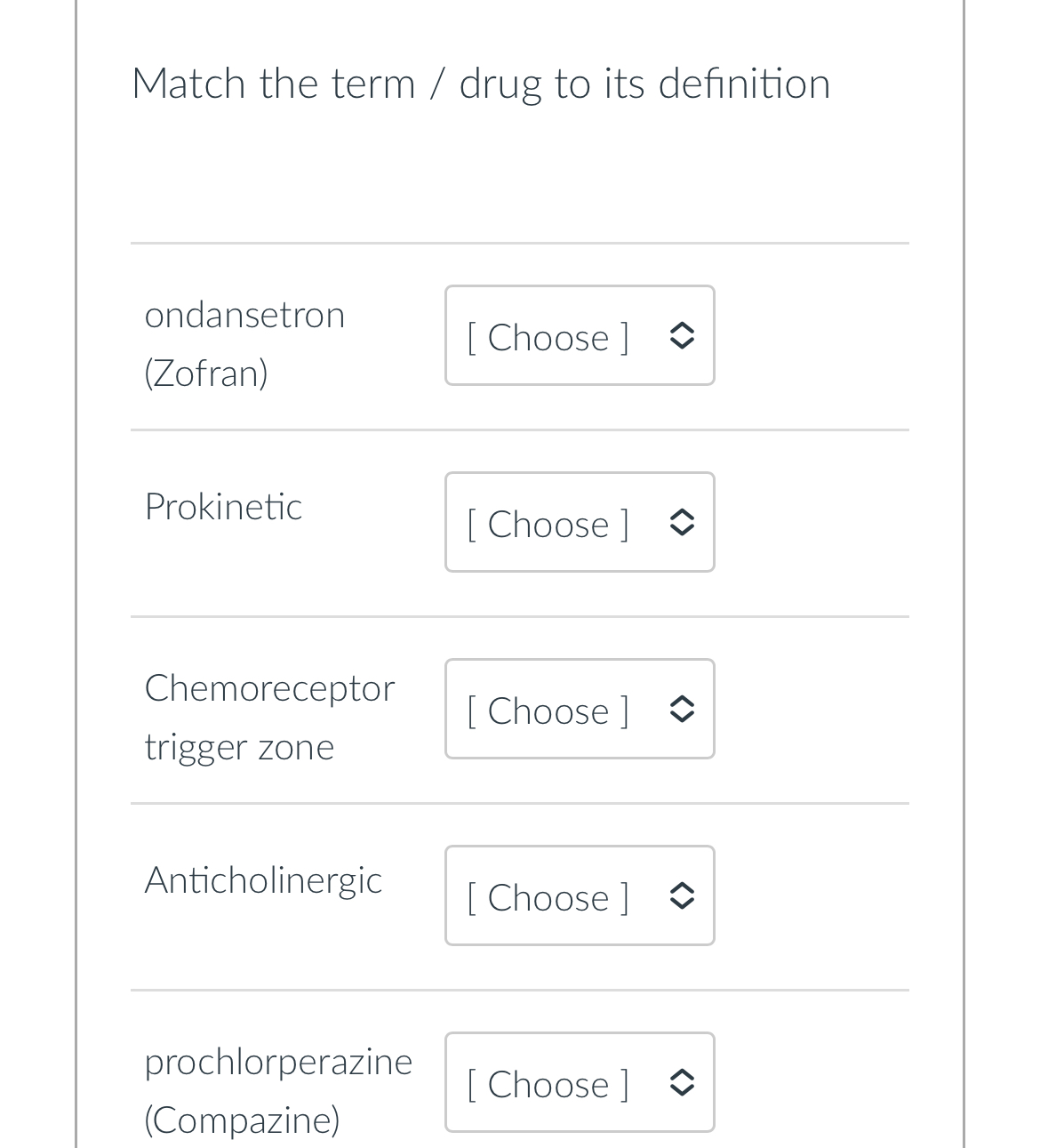 Solved Match the term / ﻿drug to its | Chegg.com