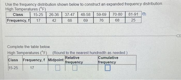 Solved Use the frequency distribution shown below to | Chegg.com