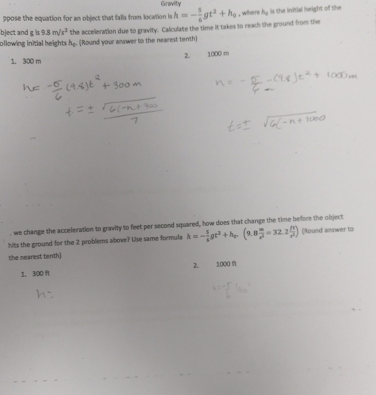 Solved Gravityppose the equation for an object that falls | Chegg.com