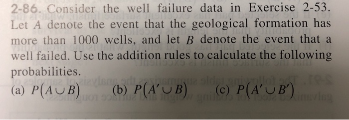 Solved 2-86. Consider the well failure data in Exercise | Chegg.com