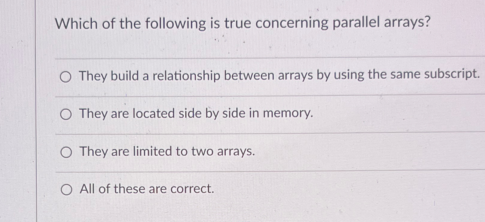 Solved Which of the following is true concerning parallel | Chegg.com