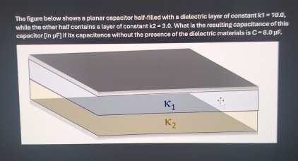 Solved The figure below shows a planar capacitor hali-filled | Chegg.com