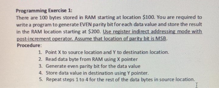 (Solved) : Programming Exercise 1 100 Bytes Stored Ram Starting ... (Solved) : Programming Exercise 1 100 Bytes Stored Ram Starting ...