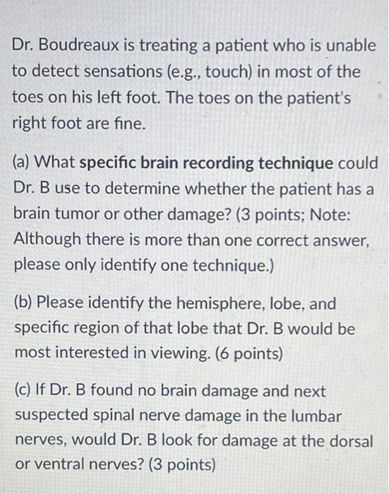 Solved Dr. Boudreaux is treating a patient who is unable to | Chegg.com