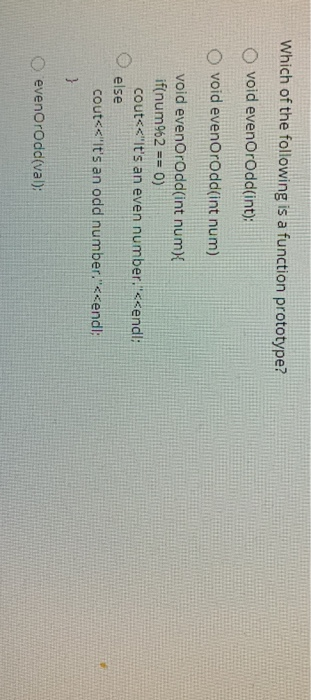Solved Which Of The Following Is A Function Prototype Void 3132