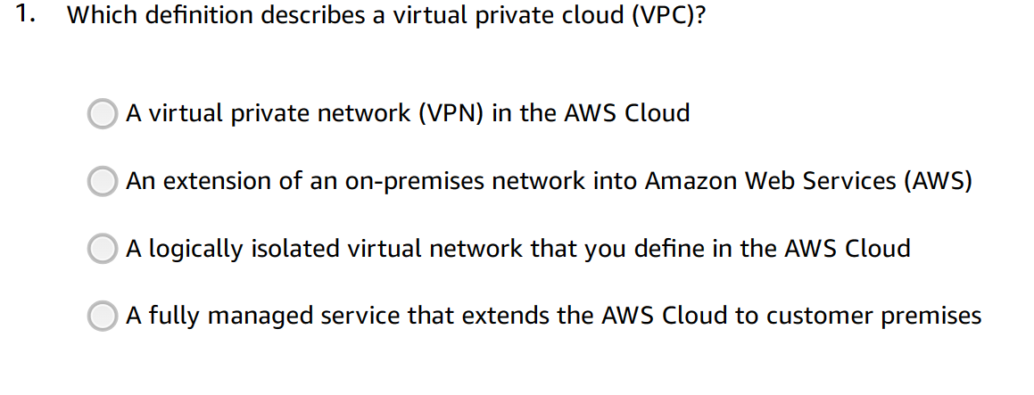 Solved Which definition describes a virtual private cloud | Chegg.com