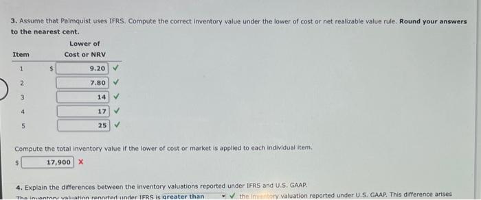 Solved Paimquist Company has five different inventory items | Chegg.com