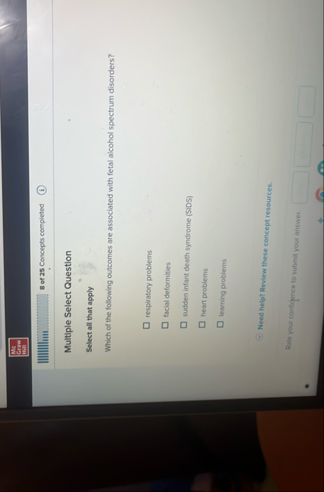 Solved McGrawMill8 ﻿of 25 ﻿Concepts completed(i)Multiple | Chegg.com