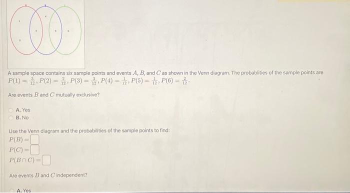 A sample space contains six sample points and events | Chegg.com