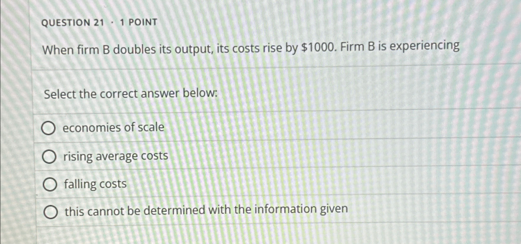 Solved QUESTION 21 - 1 ﻿POINTWhen firm B doubles its output, | Chegg.com
