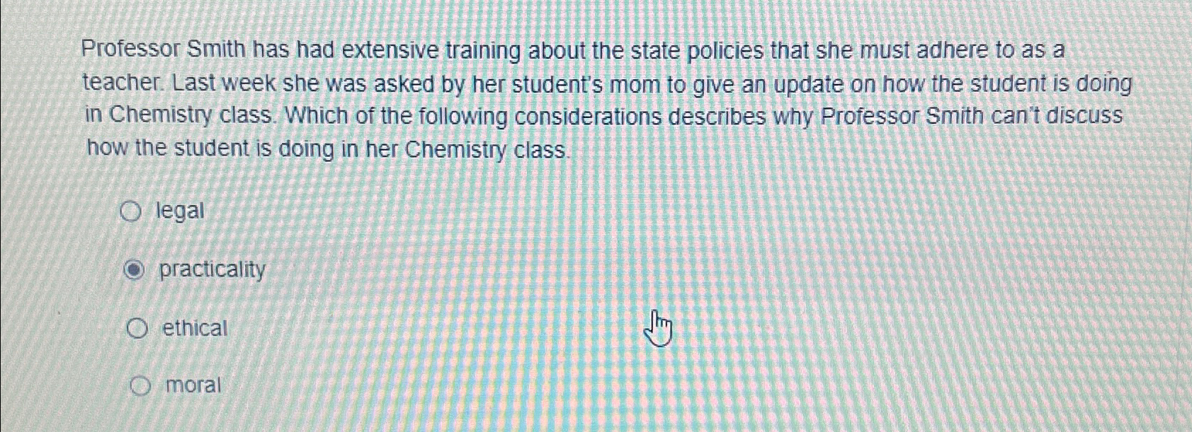 Solved Professor Smith has had extensive training about the | Chegg.com