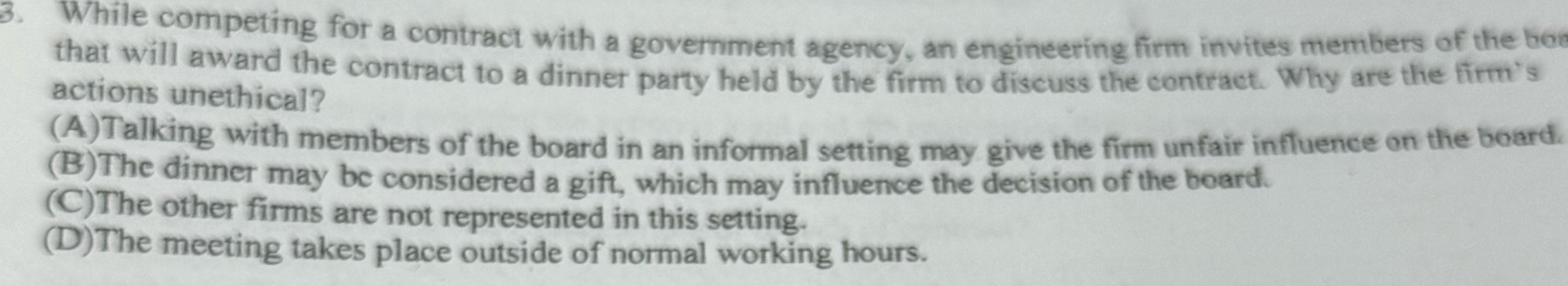 Solved While competing for a contract with a government | Chegg.com